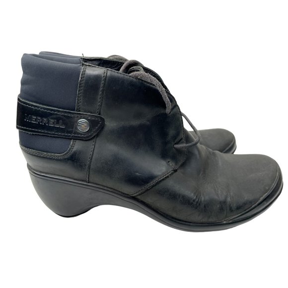 Merrell | Shoes | Merrell Womens Veranda Black Leather Lace Up Ankle ...